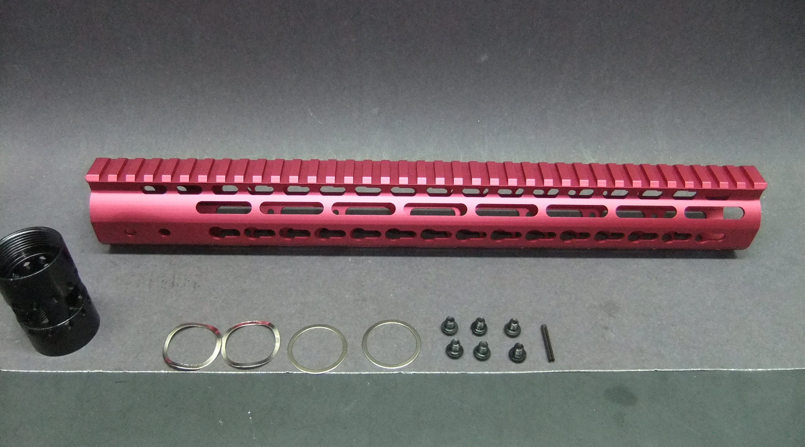 15″ Inch AR15 AR-15 AR Ultra Light Slim Anodized ROSE RED KEYMOD Free ...