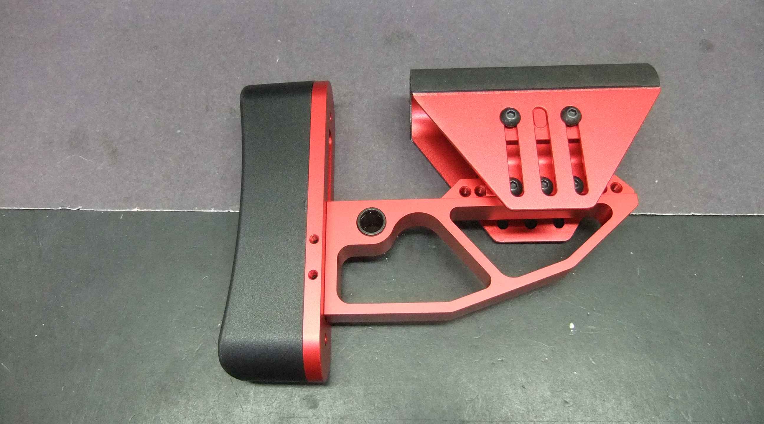 AR15 AR10 Tactical Red Aluminum Skeleton Minimalist Adjustable Butt ...