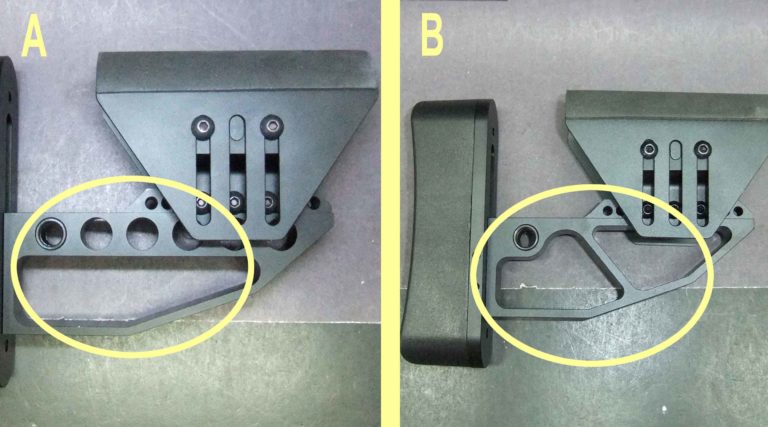 AR15 AR10 Tactical Red Aluminum Skeleton Minimalist Adjustable Butt ...