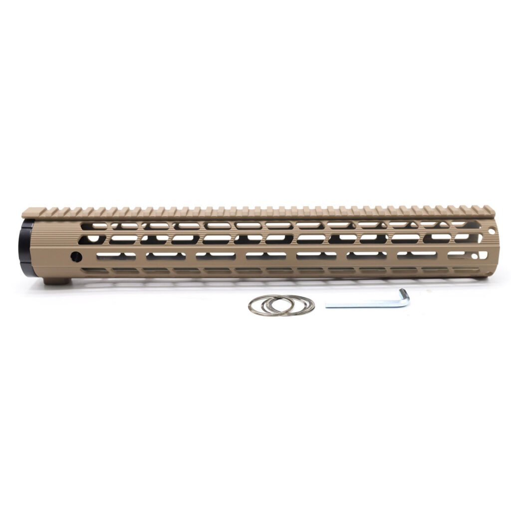 15" AR10 FDE Flat Dark Earth Tan LOW PROFILE MLOK MLOCK Free Float ...